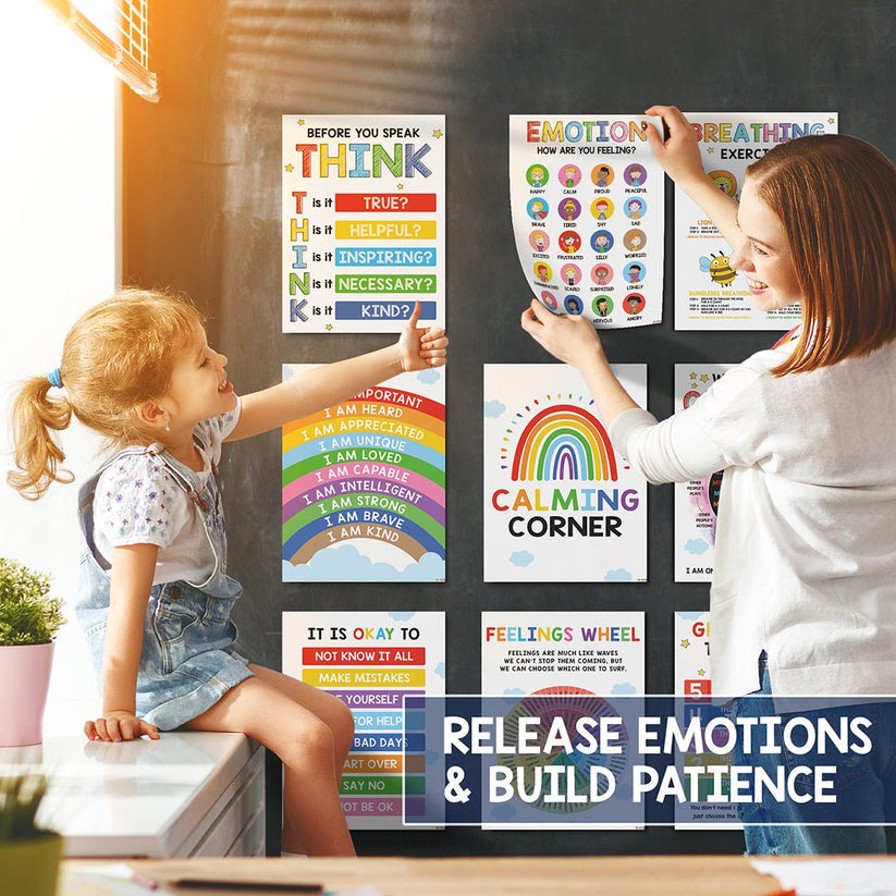 12 Calming Corner Classroom Posters - Feelings Wheel Chart & Emotions ...