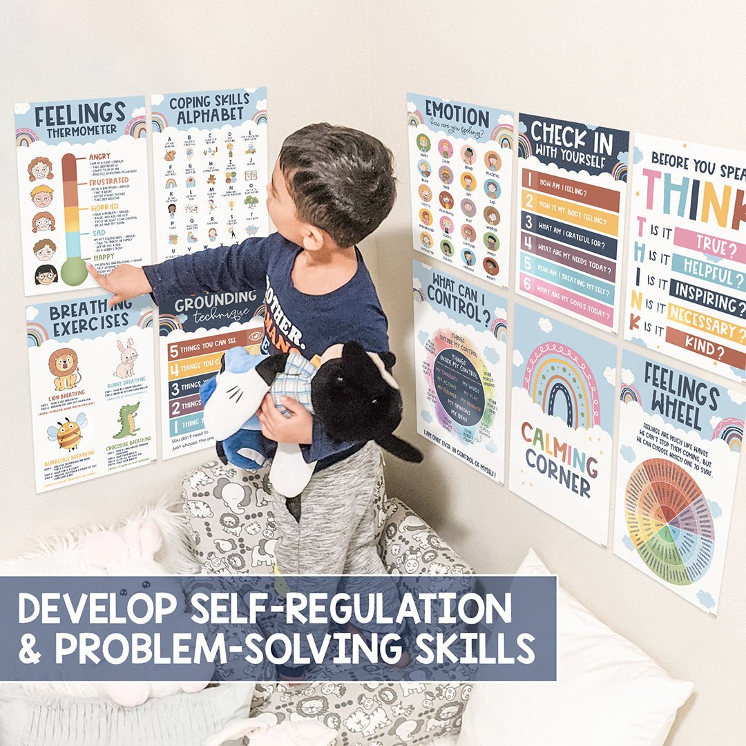 BEAWART 12 Calming Corner Classroom Posters - Feelings Wheel Chart ...